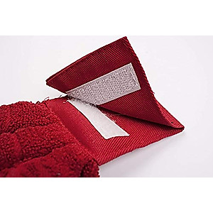 Kovot Set of 2 Cotton Hanging Tie Towels | Include (2) Hanging Towels That Latch with Hook & Loop (Red)