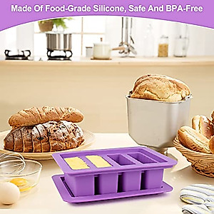 Butter Mold Tray Silicone Butter Tray with Lid Making Butter Stick Soap Bar Energy Bar Muffin Brownie Purple  6 9 x 5 x 1 6 inch