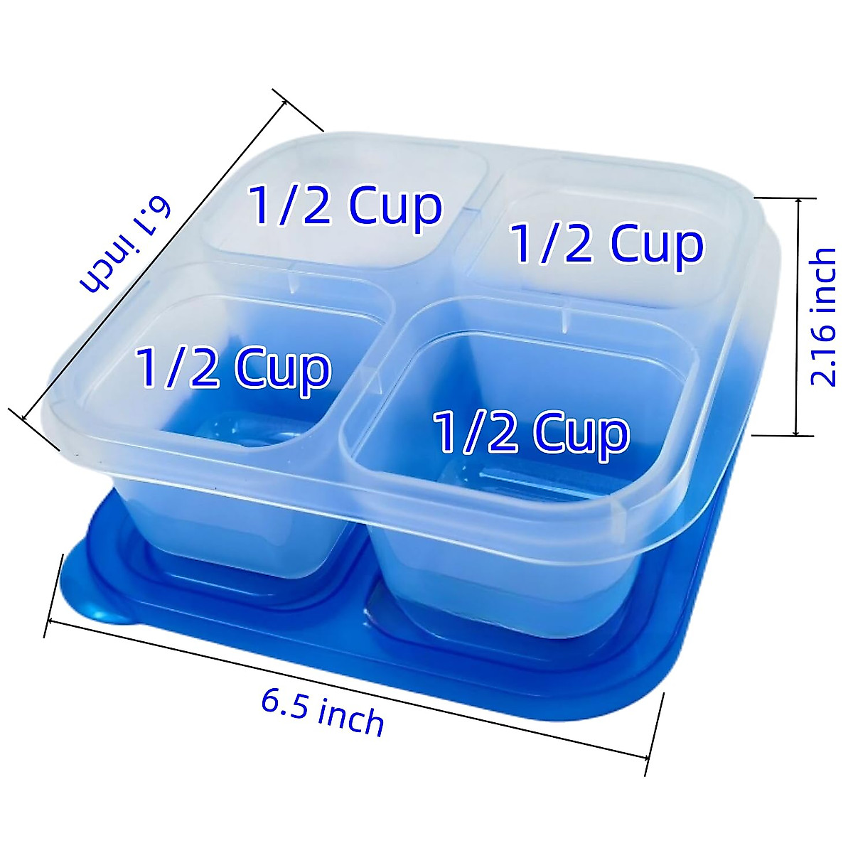 WEEK NINE Bento Lunch Boxes, Divided Bento Snack Box, 4-Compartment Reusable Meal Prep Food Containers for School, Work and Travel, Set of 5