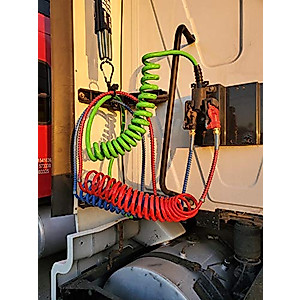 Mytee Products Air Brake Coiled/Hose Assembly - 15Ft w/ 40" Pigtails Trailer End & 12" Tractor End - Air Lines for Semi Truck - Trailer Air Brake Hose Kit