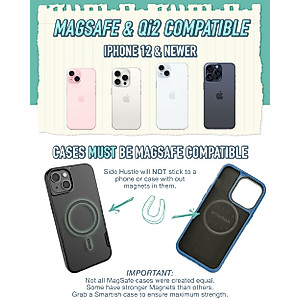 Smartish MagSafe Wallet - Side Hustle - Vegan Leather Slim Detachable Magnetic Card Holder Qi2 Certified iPhone MagSafe Wallet for Apple iPhone 15/14/13/12 Models - Black Tie Affair