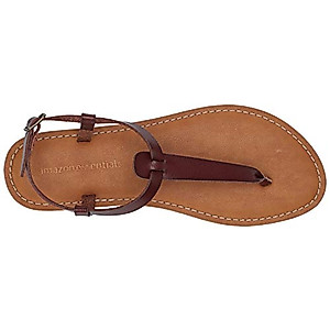 Amazon Essentials Women's Casual Thong Sandal with Ankle Strap, Brown, 7