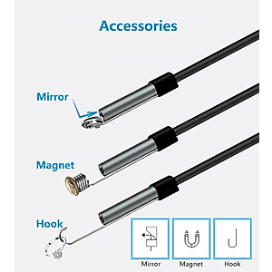 USB C Endoscope for OTG Android Phone, Computer, 5.5 mm Borescope Inspection Snake Camera Waterproof, 16.4 Ft Semi-Rigid Cord with 6 LED Lights, Compatible with Windows PC, MacBook