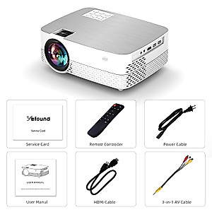 Movie Projector,6500 Lumens 1080P Supported HiFi Speaker for Home Theater Projector, 60,000 Hours LED lamp Life Outdoor Video Projector Compatible with TV Stick/Switch/Laptop/PS5/USB/HD ‎Bloomidea
