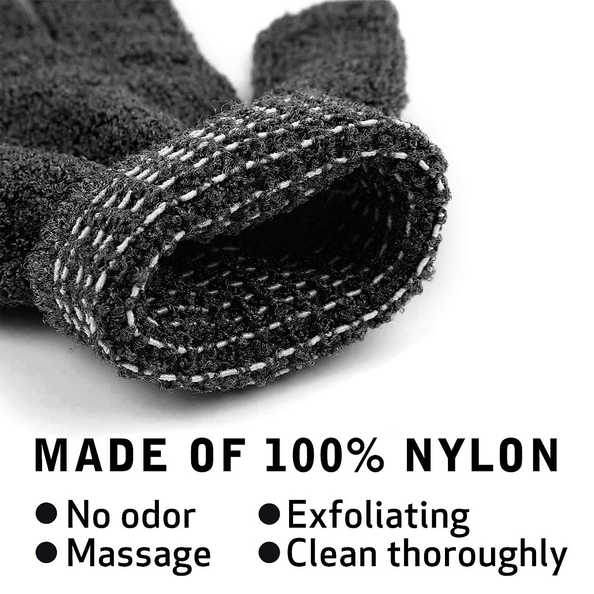 6Pairs Exfoliating Gloves - Premium Black Scrub Wash Mitt for Bath or Shower - Luxury Spa Exfoliation Accessories for Beauty Spa Massage, Suitable for Men and Women