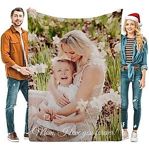 New Mom Gifts for Women/Mom/Baby Custom Blankets with Photos and Text Multiple Colors and Sizes Soft Flannel Personalized Blankets Customized Blankets with Photos Christmas Blanket Gifts