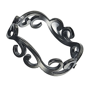 Boho Art Nouveau Ring Womens Black Stainless Steel Filigree Bohemian Band Sizes 5-9 (9)