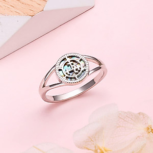 DAOCHONG Sigil of Lilith Abalone Shell Statement Ring S925 Sterling Silver Sigil of Lilith Statement Ring Gifts for Women Men Size 7