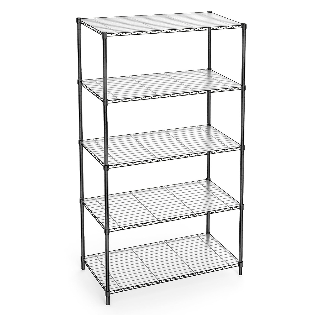 Dolonm 5-Tier Storage Shelves Wire Shelving Unit, 1750 LBS NSF Height Adjustable Shelves Organizer, 16" L x 36" W x 72" H, Heavy Duty Metal Garage Shelving for Restaurant, Kitchen, Laundry, Black