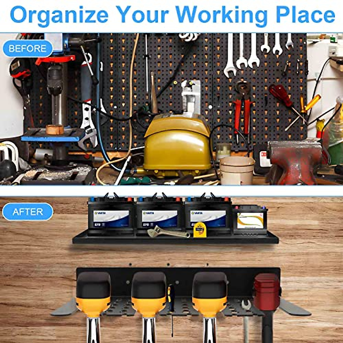 Power tool organizer,Double Drill Holder,Power Tool Organizer Wall Mount,Drill Holder Wall Mount,Power Tool Holder Suitable for Organizing and Storing,Power Tool Storage Rack,Cordless Tool Organizer