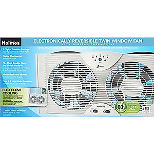 Holmes Dual 8" Blade Twin Window Fan with LED One Touch Thermostat Control