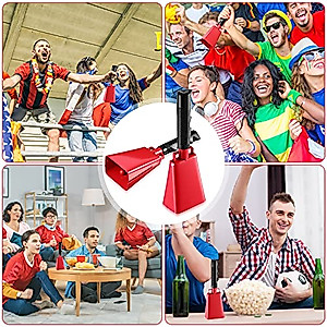 6 Pcs Cow Bells Noise Makers with Handles Cheering Cowbells for Sporting Events Musical Hand Percussion Cowbells Solid Football Cowbell Loud Call Bell Hand Percussion Cowbells for School, Red