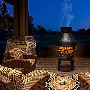 Toolsempire Outdoor Fire Pits 22 Inch, Wood Burning Fire Pit Metal Firepit Bonfire Pit Firebowl with Poker for Patio, Garden, Camping, Heating, BBQ, Black