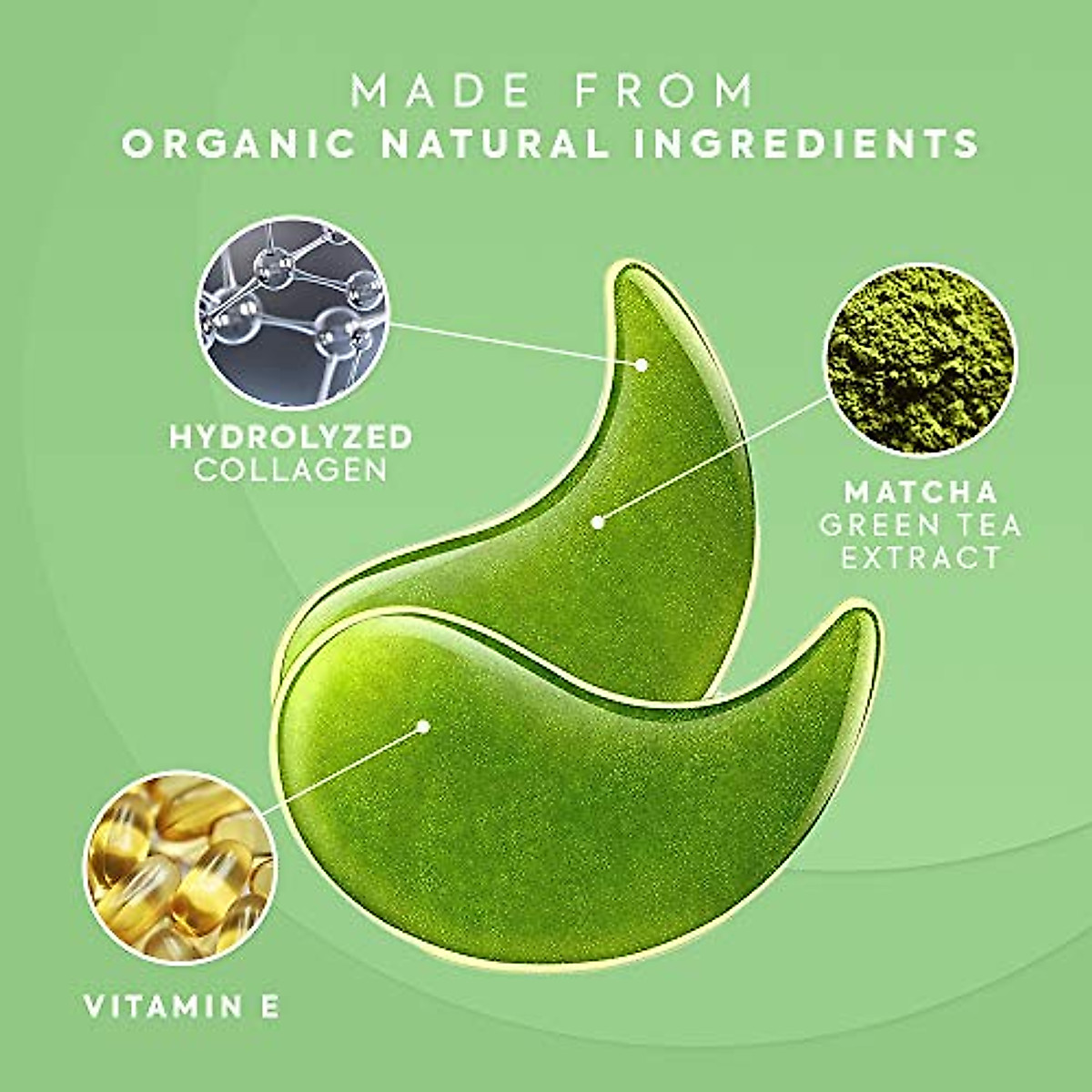 Undereye Gel Patches - Green Tea Eye Gel Patch, Eye Masks for Dark Circles and Puffiness - Collagen Eye Mask Under Eye Pads - Gel Eye Mask for Puffy Eyes - Dark Circles Under Eye Treatment for Women