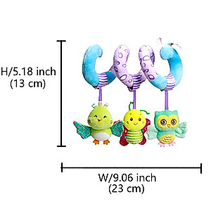 D-KINGCHY Baby Spiral Car Seat Toy wtih Hanging Plush Rattles, Baby Toys for Stroller Crib Mobile, Infant Toddlers Toys with Sound for 0-3 Years Old (Sky)