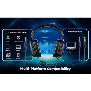 havit H2002d Gaming Headsets for PS4,PC, 50MM Drivers Surround Sound PS5 Headset with Mic Gaming Headphones with Mic Durable Aluminum Frame Valentines Gifts for Men