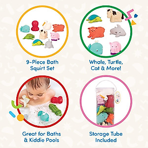 Battat – Assorted Bath Toys – 9Pcs Animal Squirters – Water Squirt Toys – Bath & Pool – 10 Months + – Bath Buddies (9Pcs)