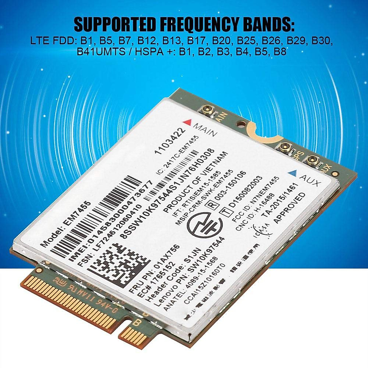 Portable 4G LTE Module for ThinkPad, EM7455 UMTS HSDPA HSPA + LTE 4G Network Card, Integrated Chipset, NGFF/M.2 Interface, Network Module for T460, T460p, T460s T470 T470S T470P X260 X270