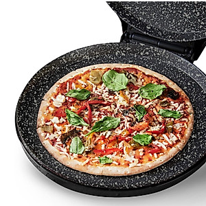 MisterChef Countertop Pizza Maker, 1450W Mini Pizza Oven, Pizza Maker Oven With 12″ Non-Stick Ceramic Plate, Indoor Electric Pizza Oven for Crepes, Pancakes - Black