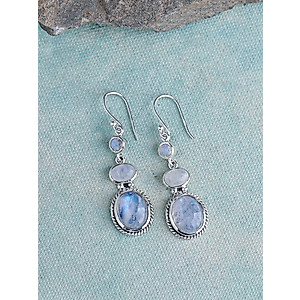 YoTreasure .925 Sterling Silver Natural Moonstone Dangle Earrings Jewelry