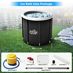 Cold Plunge Tub Outdoor,Large Ice Bath Tub for Athletes, VTVTKK Portable Ice Bath, Ice Tubs for Cold Plunge, Ice Cold Therapy Bath Outdoor, Ice Bath barrel for Adults