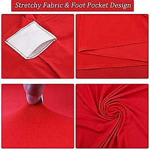 6FT Spandex Table Cover Table Cloth for Folding Tables Fitted Rectangular Tablecover Washable Wrinkle Resistant Polyester Stretch Red Tablecloth Protector for Wedding Banquet Party (4 Pack, Red)