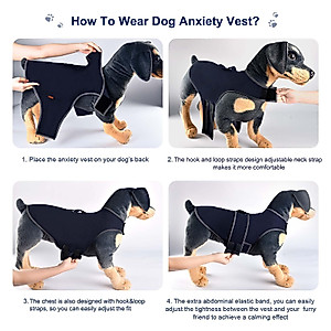 Uadonile Dog Anxiety Shirt,Dog Anxiety Jacket Calming Vest for Thunderstorm,Travel,Separation, Calming Coat Wrap for Dogs, Pet Stress Relief Anxiety Jacket (Dark Blue, Small)