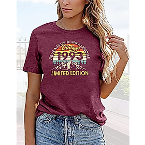 Women 30th Birthday Shirts Vintage 1993 Bday Party Tank Tops 30 Years of being Awesome Funny Saying Short sleeve Tee Tops