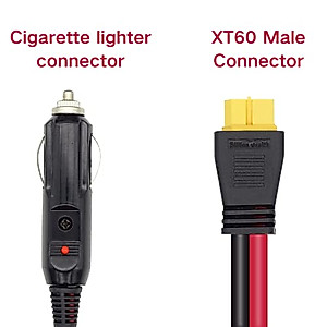 XT60 Extension Cable Cigarette Plug Extension Cable XT60 to Cigarette Plug 10Feet 14AWG XT60 Adpter Cable Compatible with Solar Panel RV Portable Power Station Solar Generator
