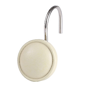 Twofishes Cream Rounds Resin Shower Curtain Hooks Set of 12 Decorative Rust Proof Resin Shower Curtain Rings Pack of 12
