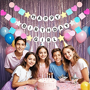 Fttoyoly Pre-Strung Friendship Bracelet Happy Birthday Banner 6.6 ft Glitter Taylor Birthday Banner Decorations, DIY Unique Name, Date Birthday Banner