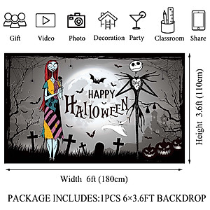 Halloween Decorations Halloween Gothic Skull Backdrop October 31 Decor Jack and Sally Decor Halloween Decorations for Home Party