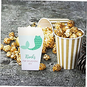 24pcs Popcorn Box Popcorn Box Snack Gift Box Mini Gift Bags for Favors Mini Gift Boxes Food Container Mermaid Popcorn Bucket Candy Table Containers Disposable Popcorn Paper Cup