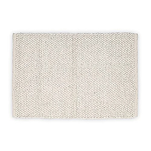 SAVON Hand Woven Wool Area Rug 3x2 Footmat Doormat Woven Solid Off White