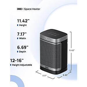 Dreo Space Heaters for Indoor Use, Atom One Portable Heater with 70°Oscillation, 1500W PTC Electric Heater with Thermostat, Fast Safety Heat, Remote, 1-12h Timer, Upgraded Small Heater for Office Home