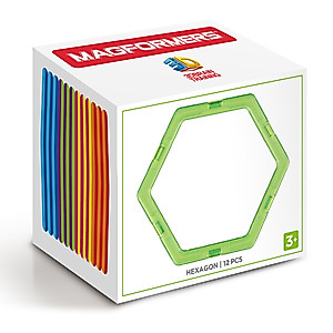 MAGFORMERS Super Square 12 Pieces Rainbow Colors, Educational Magnetic Geometric Shapes Tiles Building STEM Toy Set Ages 3+