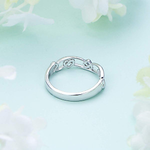 DAOCHONG S925 Sterling Silver Engraved True Love Waits Celtic Love Knot Ring for Women Girlfriend Wife Wedding Engagement Ring Size 7