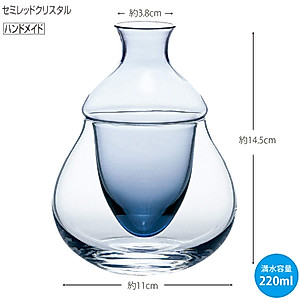 Toyo Sasaki Glass Cold Sake Cup, Blue, 4.3 x 4.3 x 5.7 inches (11 x 11 x 14.5 cm), Diameter: 1.5 inches (3.8 cm)
