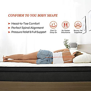 Sweetnight Twilight 10 Inch Mattress in a Box - PillowTop Memory Foam & Inner Springs Hybrid - Sleep Cool, Motion Isolating Individually Wrapped Coils - King