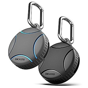 Encased Waterproof Airtag Case Compatible with Apple Airtag Keychain Holder Black Blue - 2 Pack