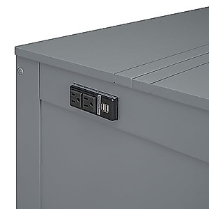 HZXINKEDZSW Full Size Murphy Bed with Removable Shelves on Each Side, Solid Wood Platform Bed Frame with USB Port, Can be Used As A Cabinet, Space-Saving Design, for Bedroom (Gray-03, Full)