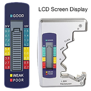 Wolfride AA Battery Checker Tester Universal Battery Tester 9v Battery Tester Digital Display for AAA AA C D N 9V Battery 1.55V Button Cell