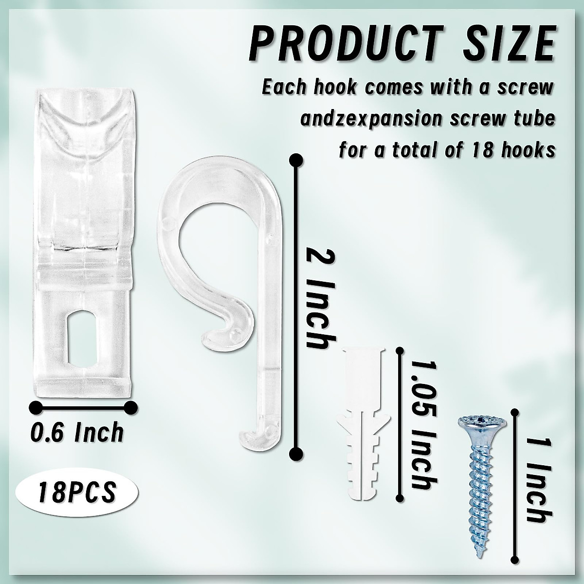 18 Sets Roller Shade Clear Safety Chain and Cord Guide Fixation Hook P Clip Blind Cord Holder Fixation Hook Fixation Hook for Bead Chain for Roller Blinds (Clear)