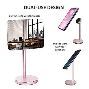 Desk and Cubicle Mirror to see behind you, ROSE-GOLD Stand with detachable Wide Angle real glass Mirror, SMALL & DISCRETE, beautiful design, perfect curvature for an exceptionally clear view