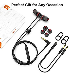 1mii Wired Earbuds with Microphone & Volume Control, in-Ear Headphones Magnetic with Deep Bass, Noise Isolating, High Sound Quality Earphones with 3.5mm Jack for Phone, Android, PC, iPad, MP3(Black)