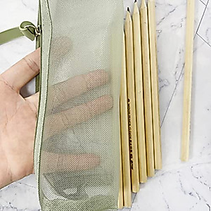 Mesh Pen Bag Pencil Case Makeup Tool Bag Storage Pouch Purse 5 Colors