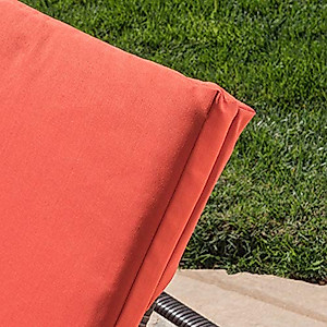 Christopher Knight Home Jamaica Outdoor Wicker Chaise Lounge with Water Resistant Cushion, Multibrown / Orange