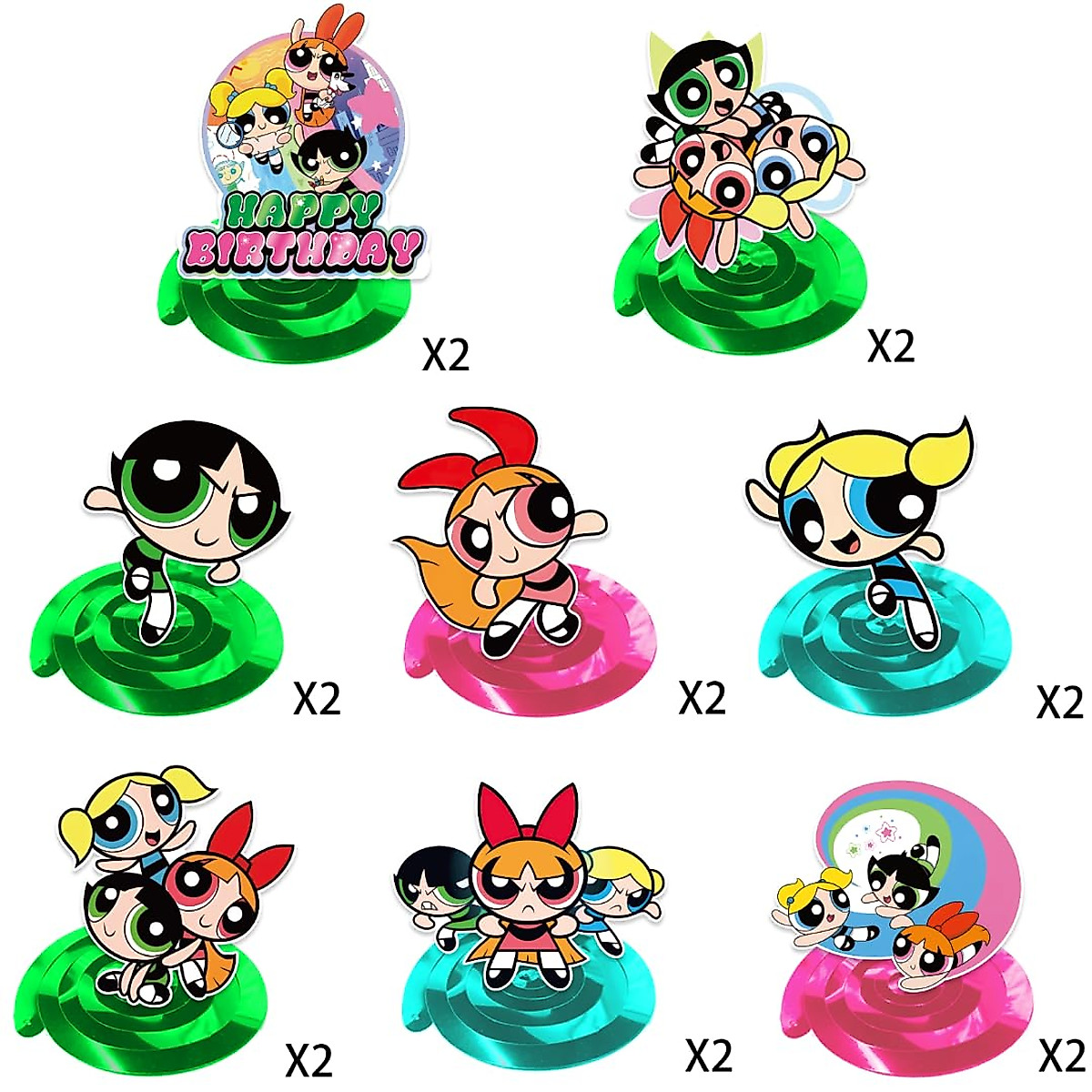 16pcs Power Girls Birthday Decorations Hanging Swirls, Power Girls Birthday Party Decorations, Power Girls Party Decorations, Foil Hanging Swirls Decorations Girl Power Party Supplies for Kids