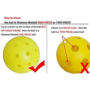 TIANYOU Outdoor Pickleball Rotation Molded ONE-Piece Pickle Ball 40 Holes Pickleball Balls 6 Pack