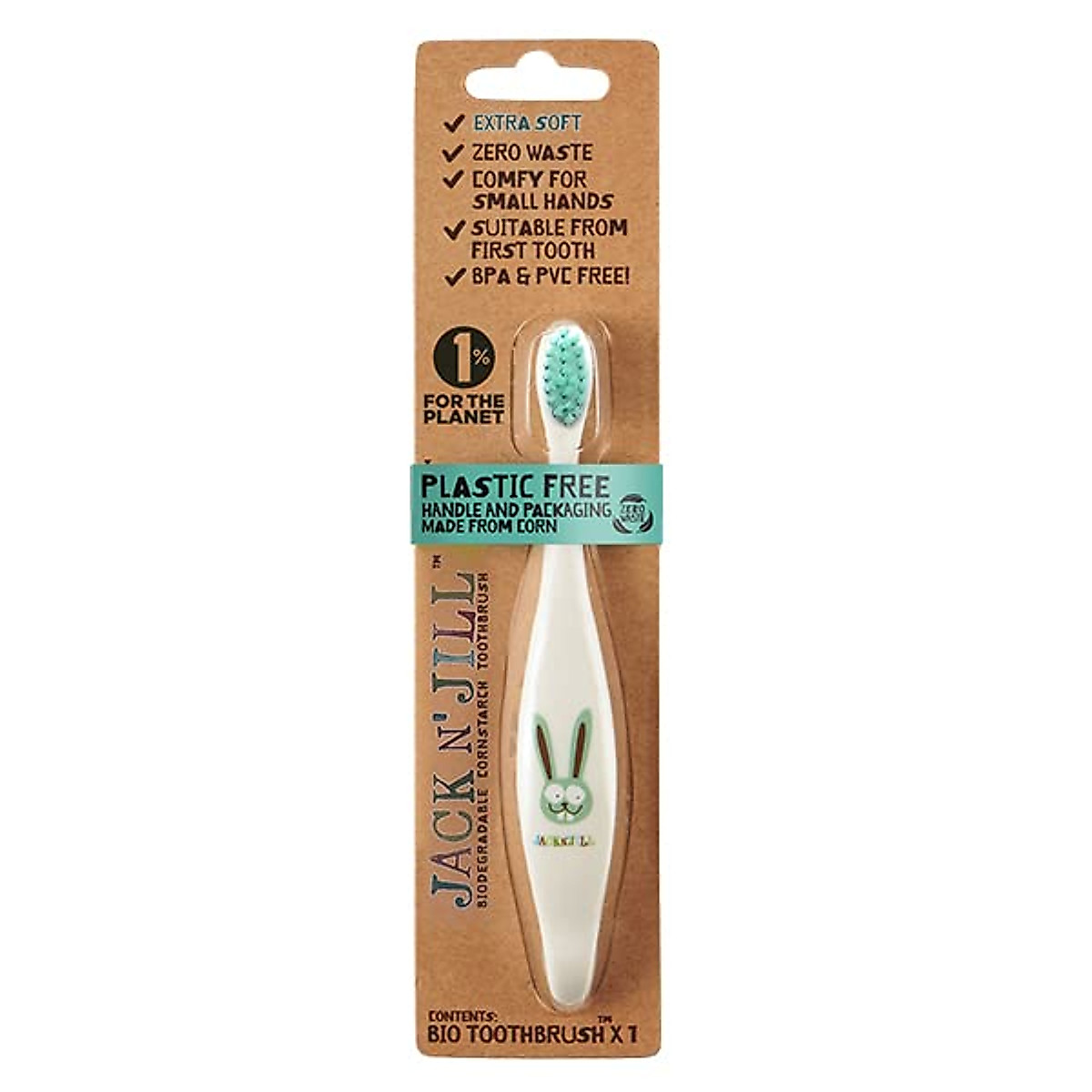 Jack N' Jill Bio Toothbrush (TM) Compostable & Biodegradable Handle BUNNY